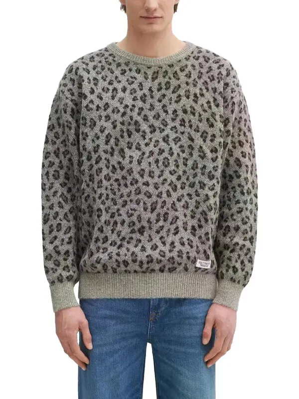 WACKO MARIA Leopard-print Crew-neck Sweater - Grey