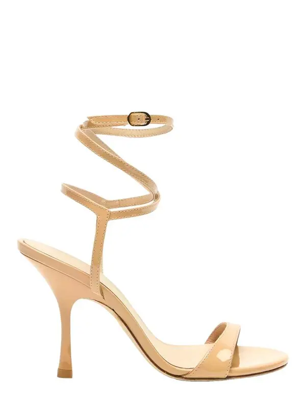 STUART WEITZMAN 100mm Nudist Wrap Patent-leather Sandals - Neutrals
