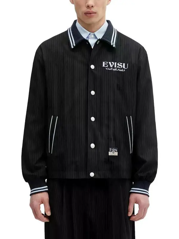 EVISU Pinstripe Varsity Jacket - Black