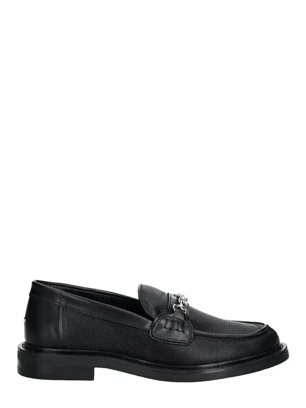 Filling Pieces Chain-detail Leather Loafers - Black
