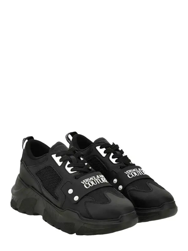 Versace Logo-plaque Mesh Sneakers - Black
