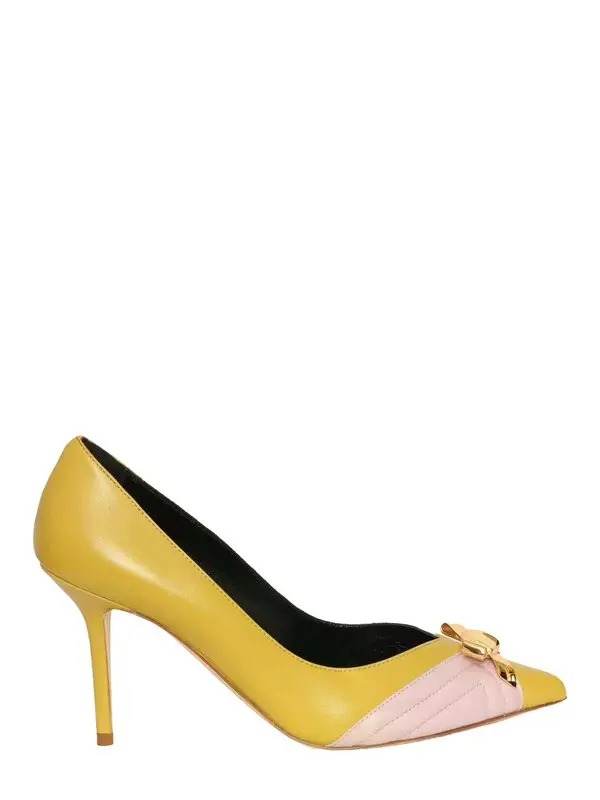 Elisabetta Franchi Leather Bow-detail Pumps - Yellow