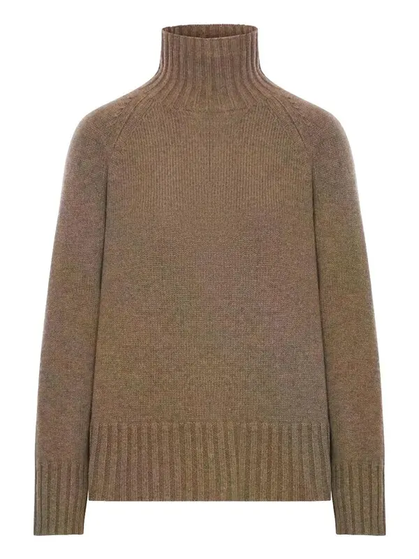 Max Mara Turtleneck Ribbed Sweater - Brown
