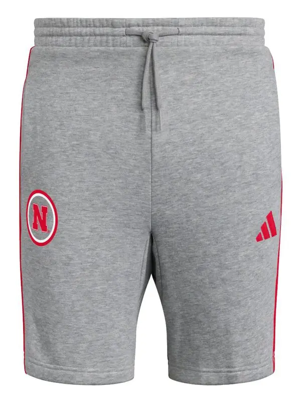 Adidas Nebraska Cornhuskers Essentials 3-stripes Short - Medium Grey Heather / Team Power Red / Ncaa-neb-7t8
