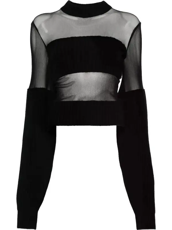 JEAN PAUL GAULTIER Cropped Long Sleeve Sweater - Black