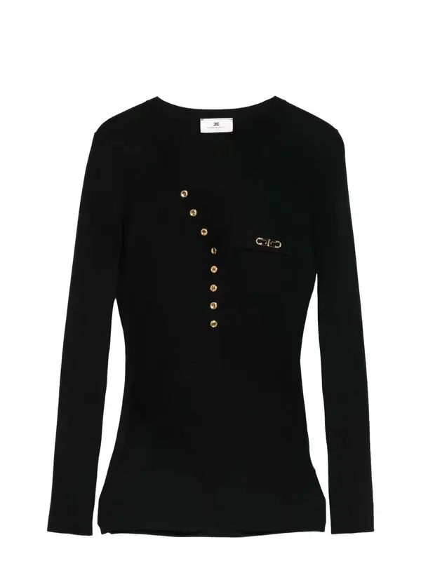 Elisabetta Franchi Logo-detail Long-sleeved Top - Black