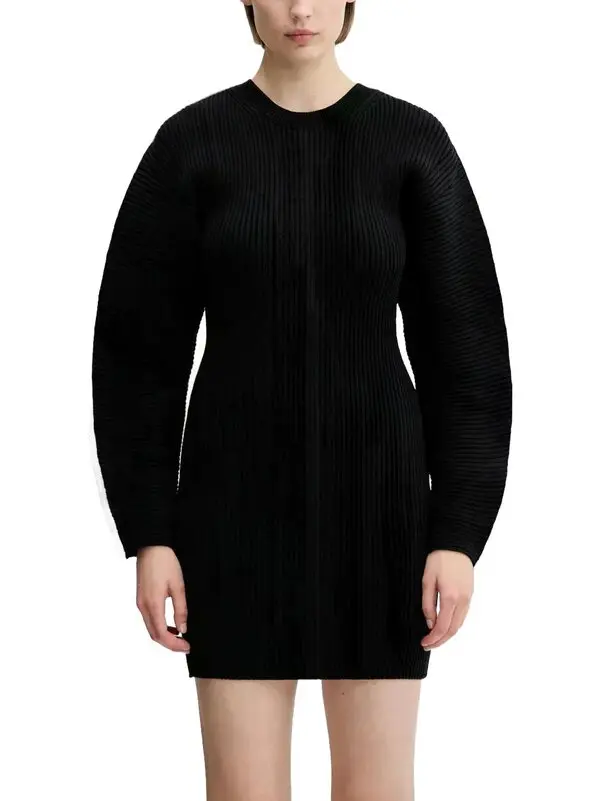 Sportmax Ribbed Panelled Dress - Black