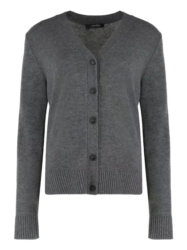 Max Mara Apollo Elbow-patch Wool Cardigan - Grey