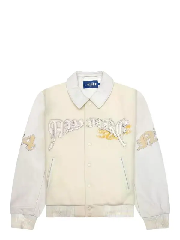 AWAKE NY Dragon-embroidered Varsity Jacket - Neutrals