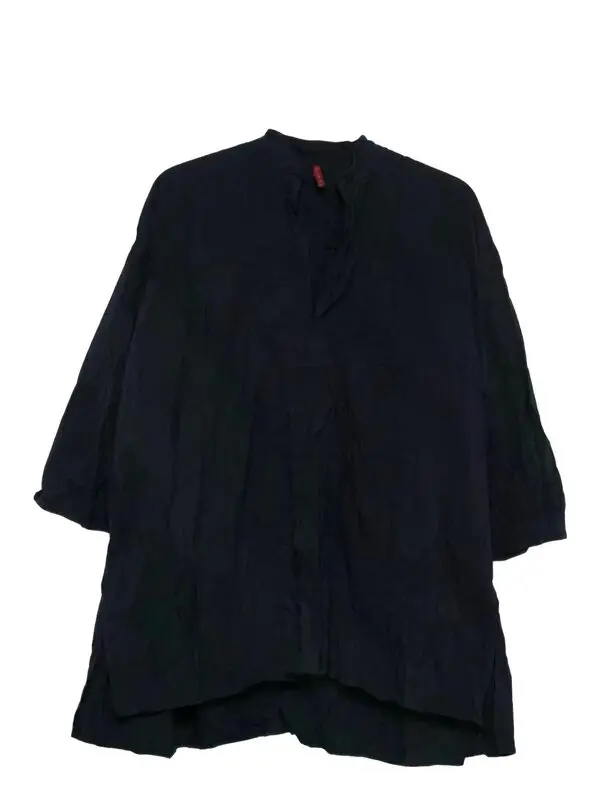 DANIELA GREGIS Mandarin-collar Cotton Blouse - Blue