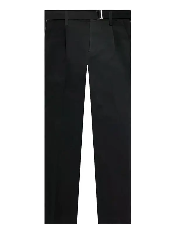 Sacai Tapered Trousers With Logo Buckle - Black