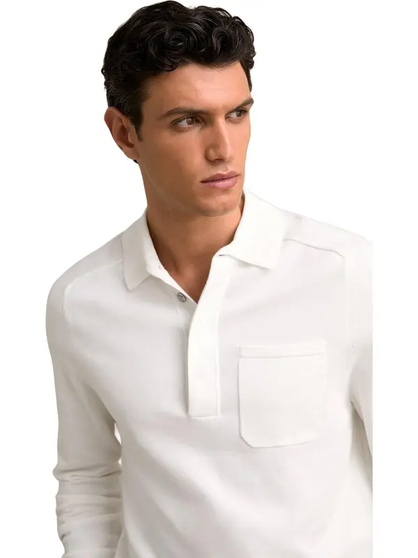 REISS Clinton Cotton Concealed-placket Polo Shirt - White