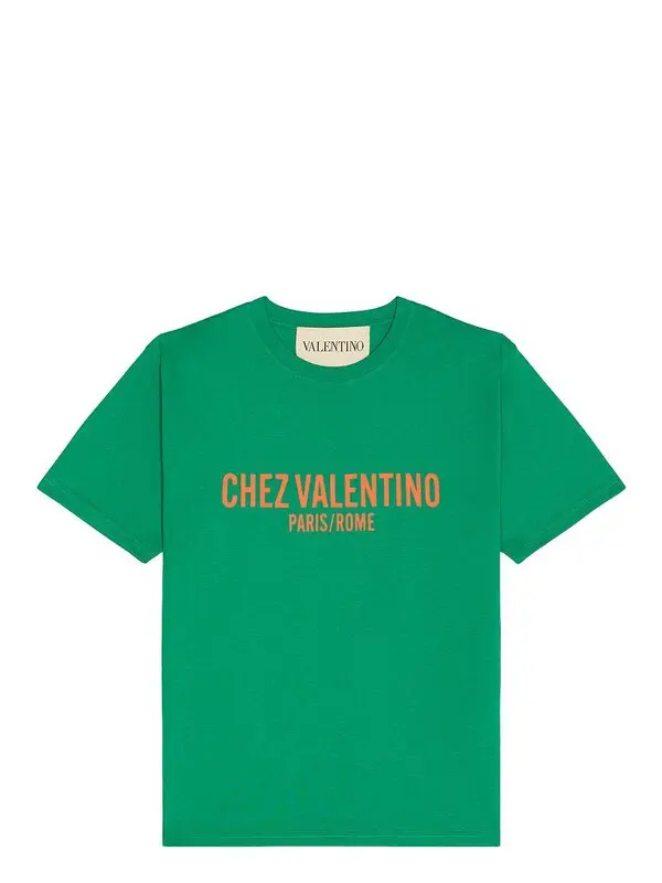 Valentino Garavani T-shirt In Green - Verde & Arancio