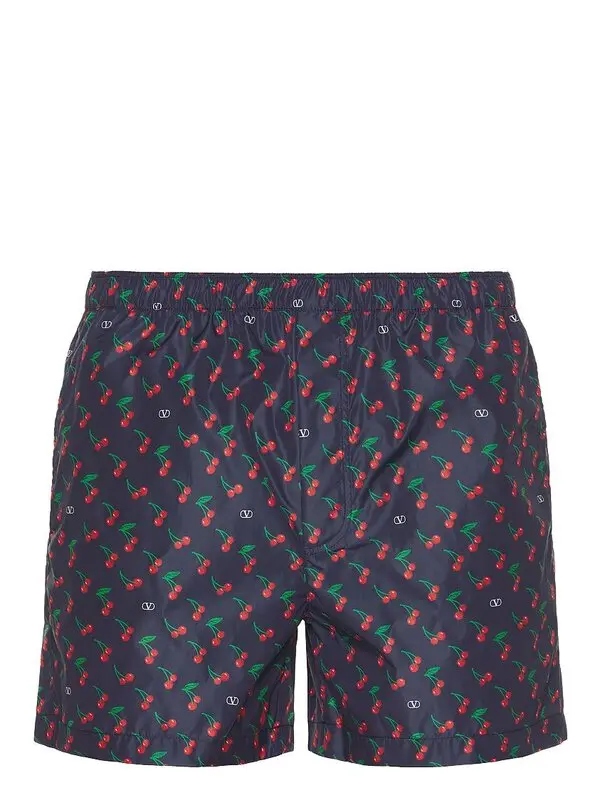 Valentino Garavani Cherryfic Swim Short - Blue  Rosso  & Verde