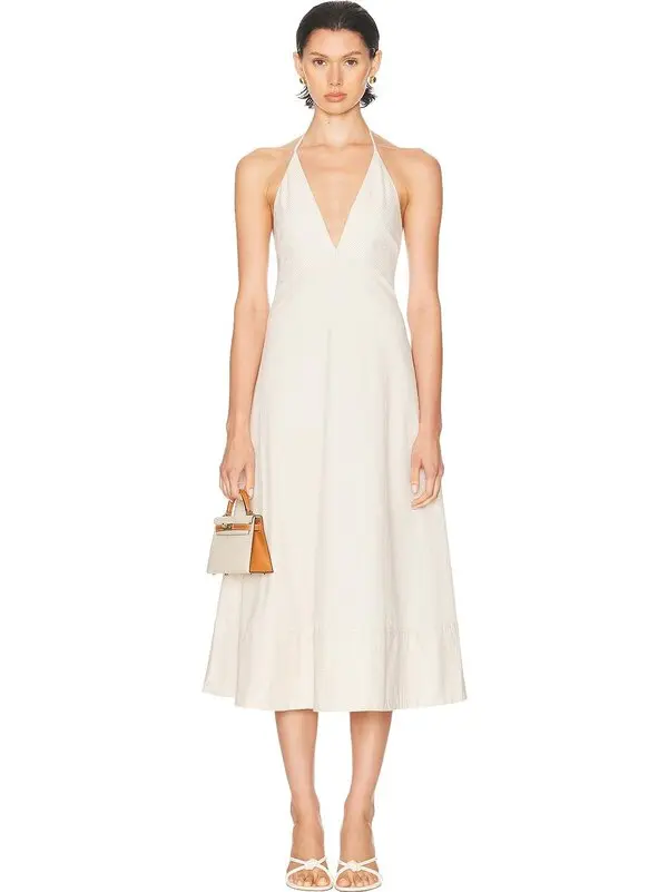 L'academie By Marianna Emi Midi Dress - Khaki Stripe