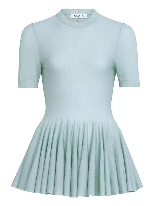 Alaïa Peplum Top - Vert Amande