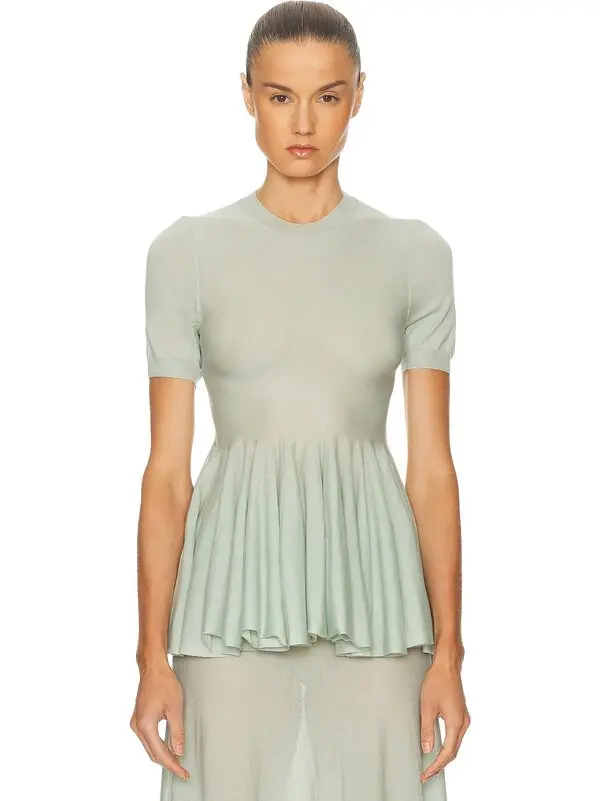 Alaïa Peplum Top - Vert Amande