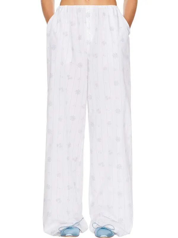 HELSA House Pants In Fleur Print Stripe - Blue Fleur Stripe