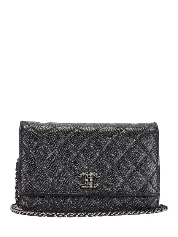 Chanel Glitter Wallet On Chain - Black