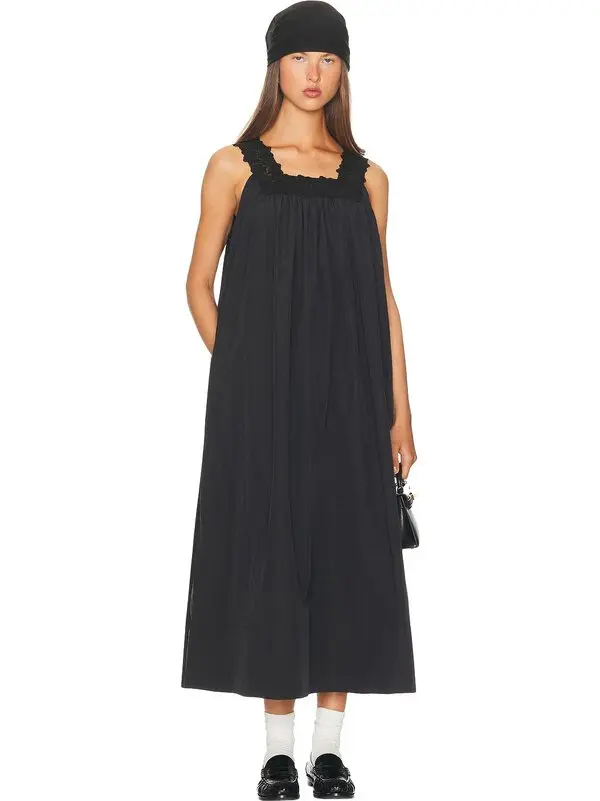 HELSA Midi Dress With Lace In Tech Poplin - Black