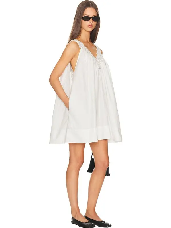 HELSA Mini Dress With Lace In Tech Poplin - White