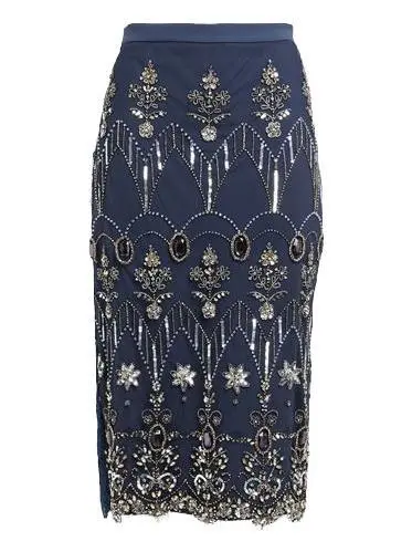 Elisabetta Franchi Midi Flared Skirt - Navy