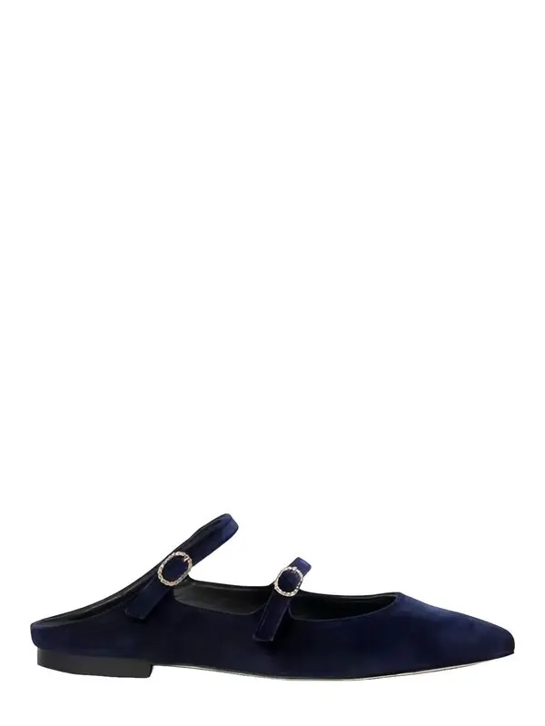 AMATO DANIELE Velvet Buckled Mules - Blue