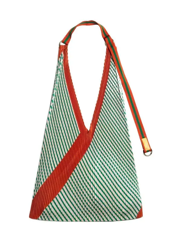 MULTITUDES BAGS Pleated Striped Tote Bag - Green