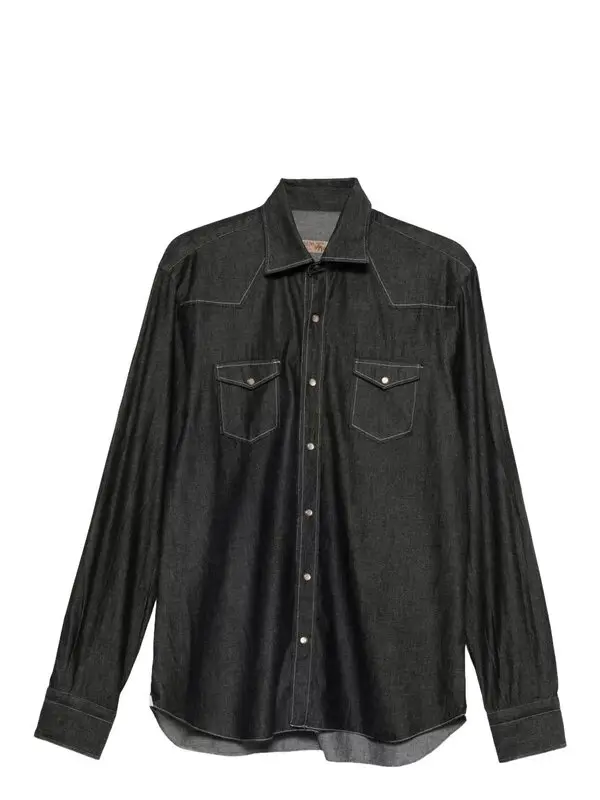 BARBA NAPOLI Cotton Pocketed Shirt - Black