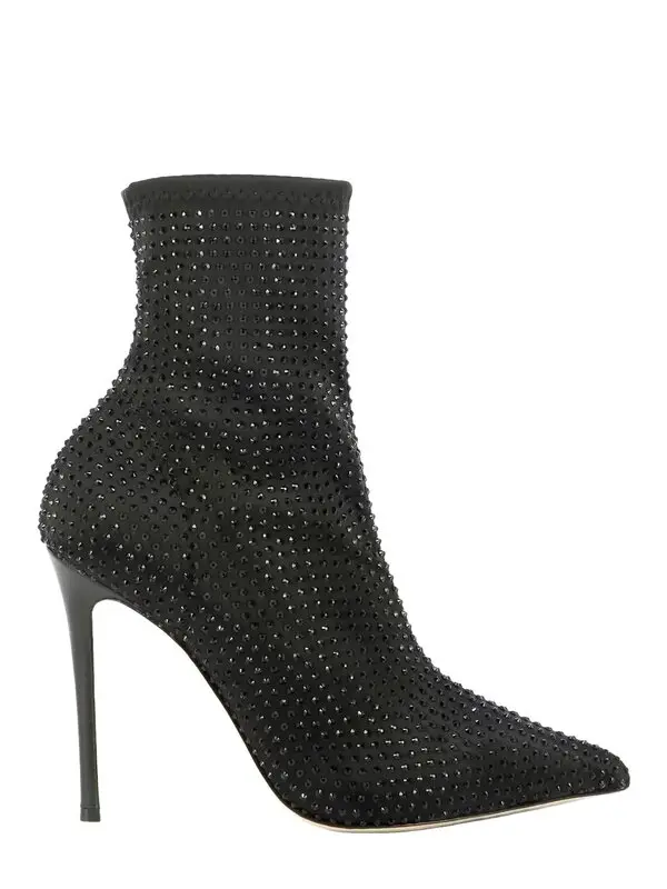 NINALILOU 105mm Crystal-embellished Pointed-toe Boots - Nero