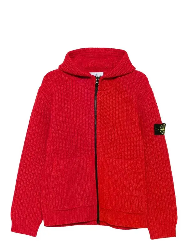 Stone Island Fisherman's Hooded Wool Jacket - Red