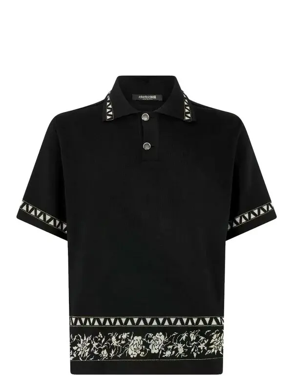 Roberto Cavalli Jacquard-motif Polo Shirt - Black