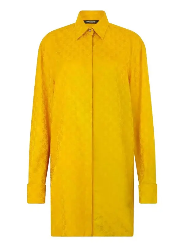Roberto Cavalli Monogram Snake-embossed Shirt - Yellow