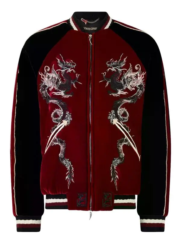Roberto Cavalli Embroidered Bomber Jacket - Red