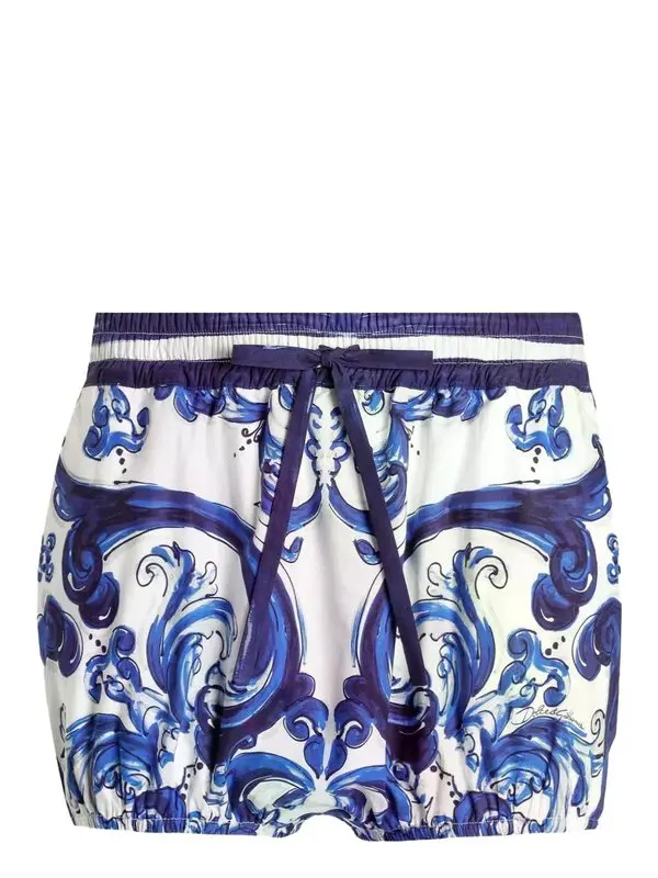 Dolce & Gabbana Majolica-print Poplin Shorts - White