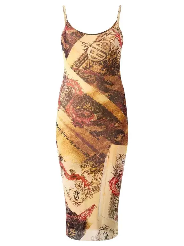 Roberto Cavalli Graphic-print Midi Dress - Neutrals
