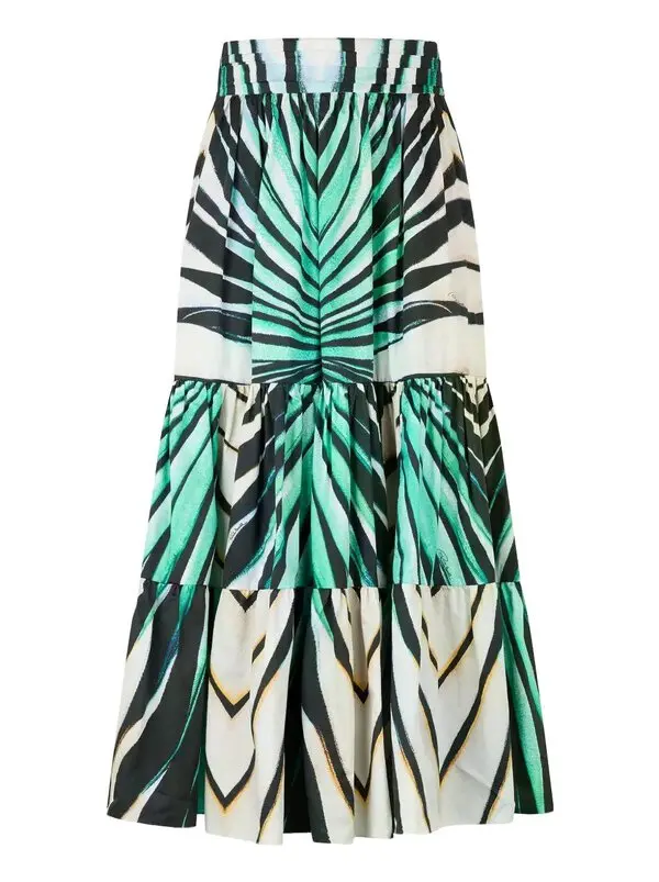 Roberto Cavalli Printed Tiered Skirt - Blue