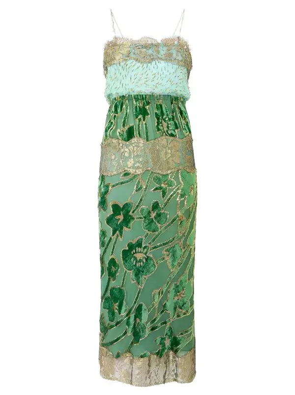 Roberto Cavalli Floral-lace Midi Dress - Green