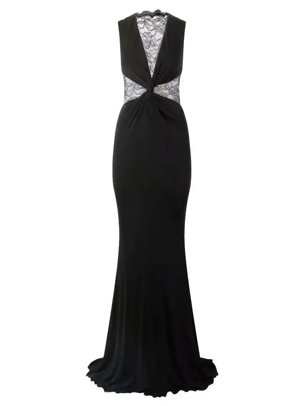 Roberto Cavalli Lace-insert Gown - Black