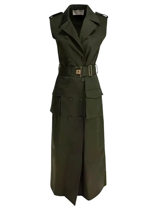 Elie Saab Belted Double-breasted Midi Dress - Green