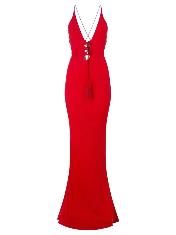 Roberto Cavalli Criss-cross Tassel Maxi Dress - Red