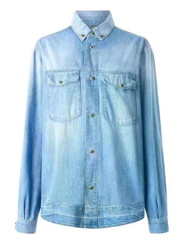 Roberto Cavalli Stud-button Denim Shirt - Blue