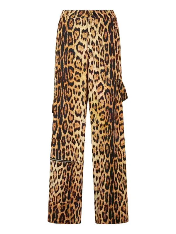 Roberto Cavalli Jaguar-print Cargo Trousers - Brown