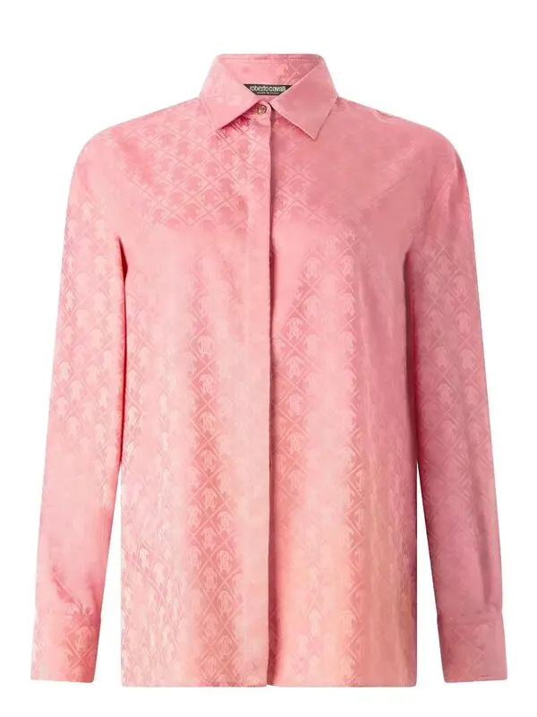 Roberto Cavalli Monogram-print Long-sleeve Shirt - Pink