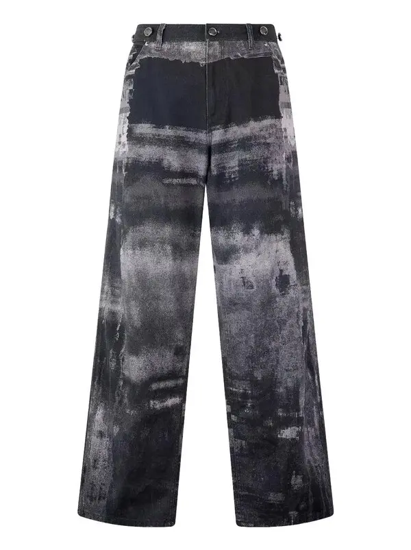 Roberto Cavalli Abstract-print Cotton Trousers - Black