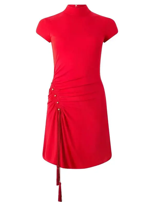 Roberto Cavalli Gathe-detail Mini Dress - Red