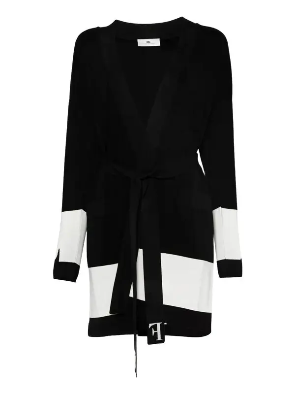 Elisabetta Franchi Striped Panel Cardigan - Black