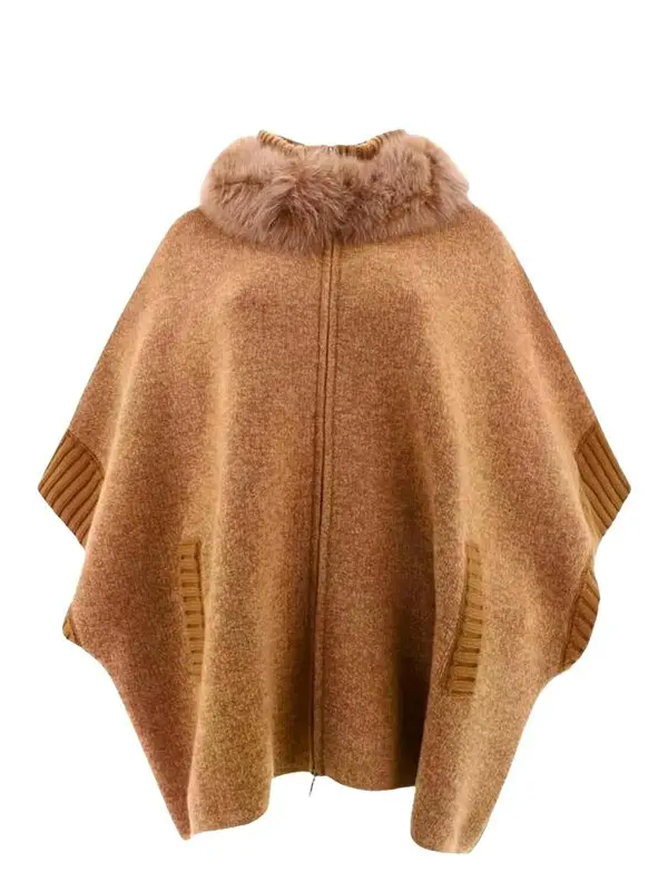 GIOVI Fur-trimmed Wool Cape - Brown