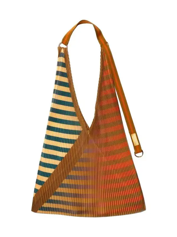 MULTITUDES BAGS Pleated Striped Tote - Neutrals