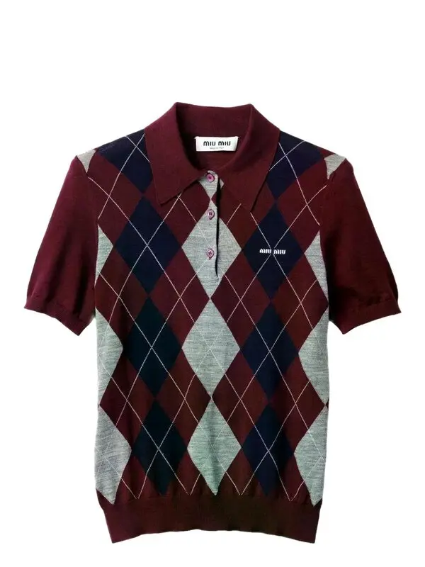 Miu Miu Argyle Intarsia-knit Sweater - Red